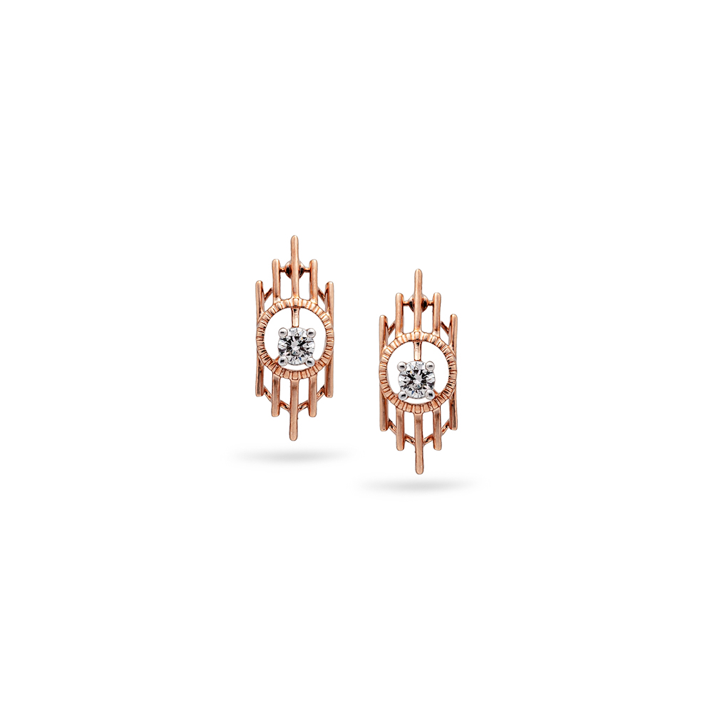 Buy Diamond-Crusted Rose Gold Studs at Best Price | Tanishq US