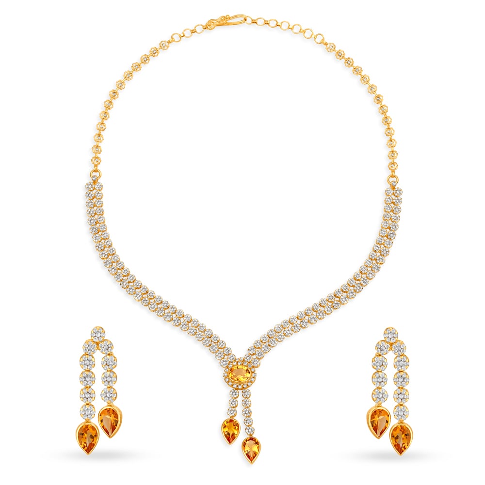 Buy Distinguished Modern Design Gold Necklace Set Studded With Stones ...