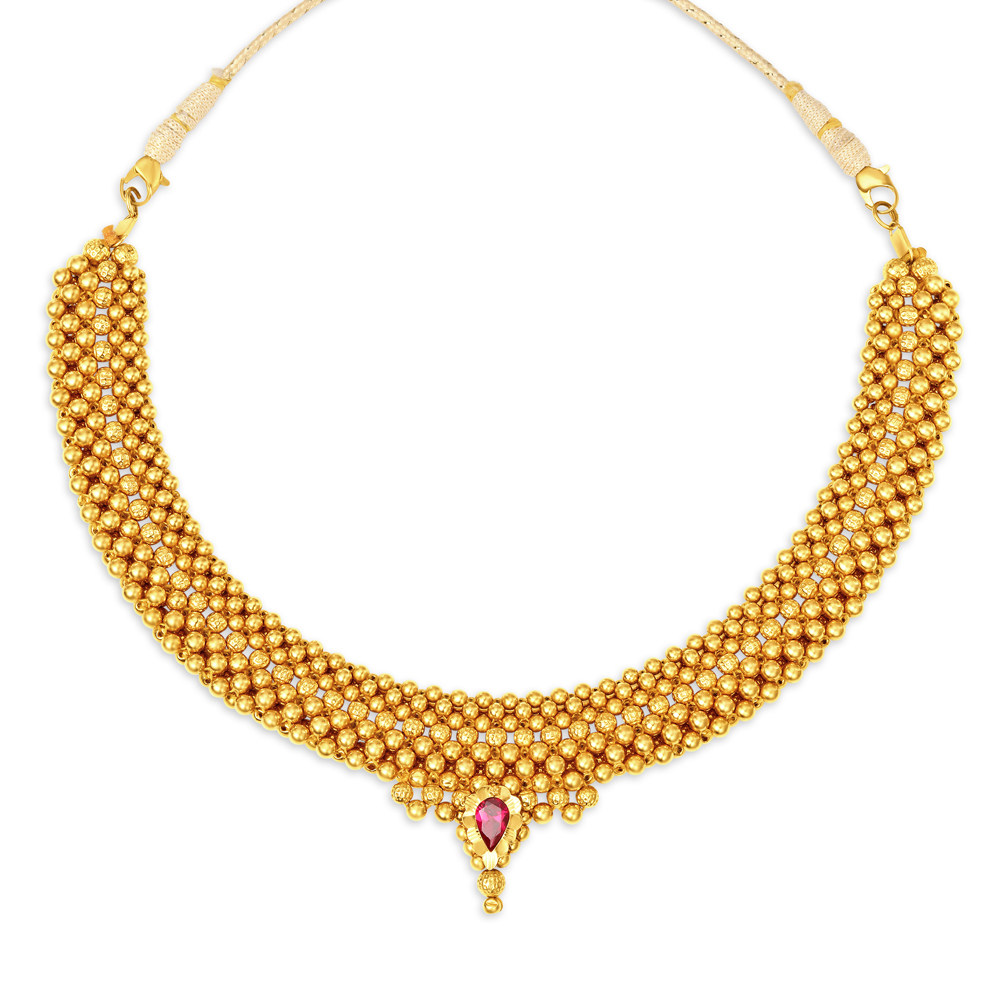 Buy Stately Gold Thusi Necklace for the Maharashtrian Bride at Best ...