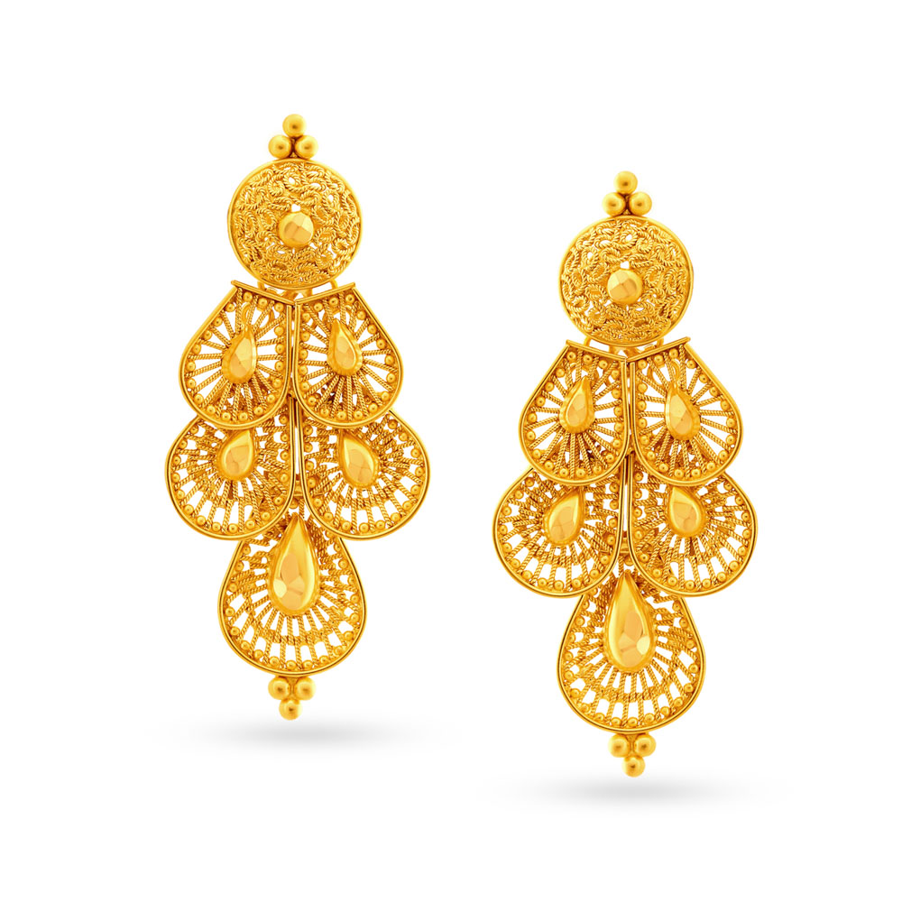Buy Ethereal Yellow Gold Teardrop Necklace and Earrings Set at Best ...