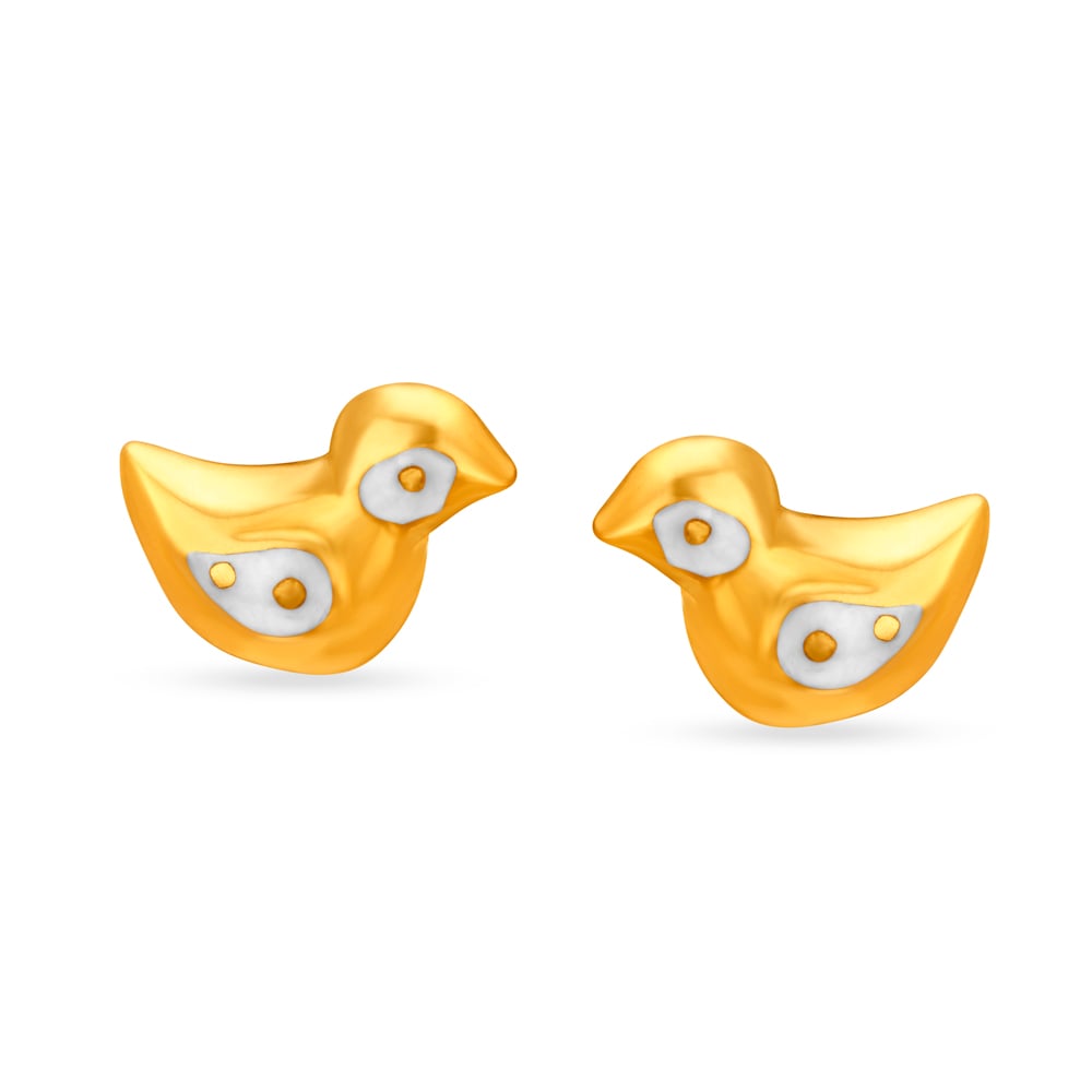Buy Adorable 22 Karat Gold And Enamel Bird-Shaped Studs at Best Price ...