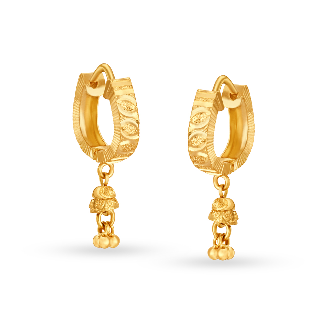 Buy Splendent 22 Karat Yellow Gold Hoops With Danglers at Best Price | Tanishq US