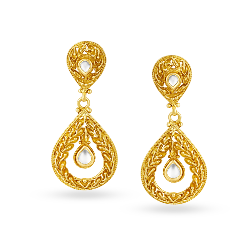 Buy Stunning Teardrop Antique Gold Drop Earrings at Best Price | Tanishq US