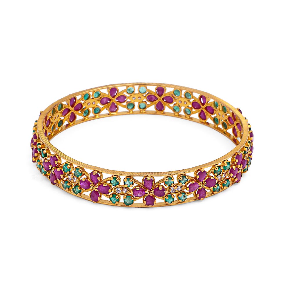 Buy Ruby Bloom Delight Gold Bangle at Best Price | Tanishq US