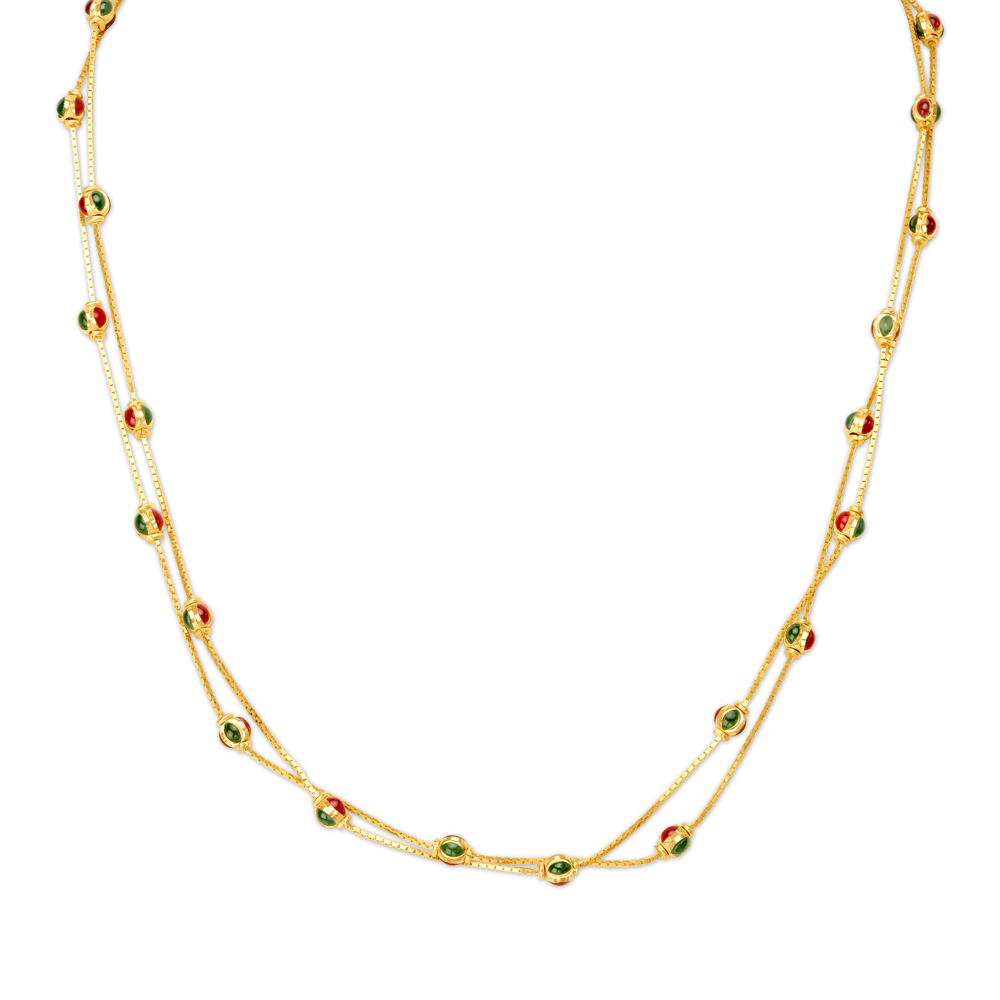Buy Contemporary Two Row Bead Gold Chain at Best Price | Tanishq US
