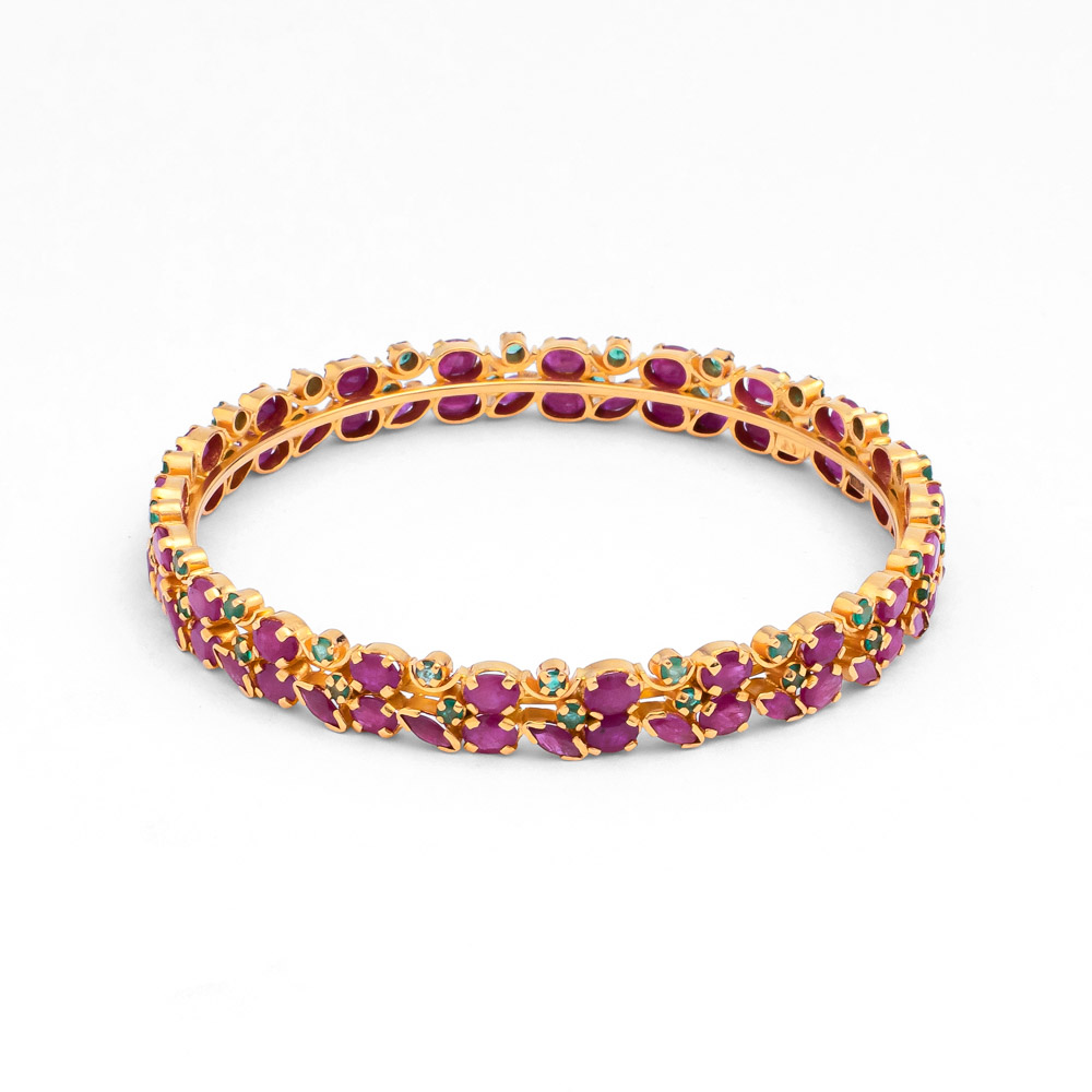 Buy Intricate Ruby and Gold Bangle at Best Price | Tanishq US