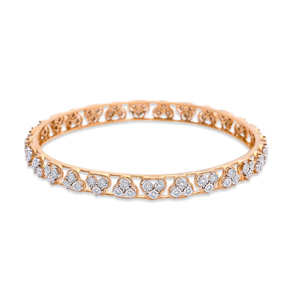 Buy Modern Motif Diamond & Gold Bangle at Best Price | Tanishq US