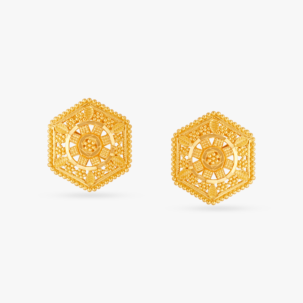 Buy Gleaming Hexagon Stud Earrings at Best Price | Tanishq US