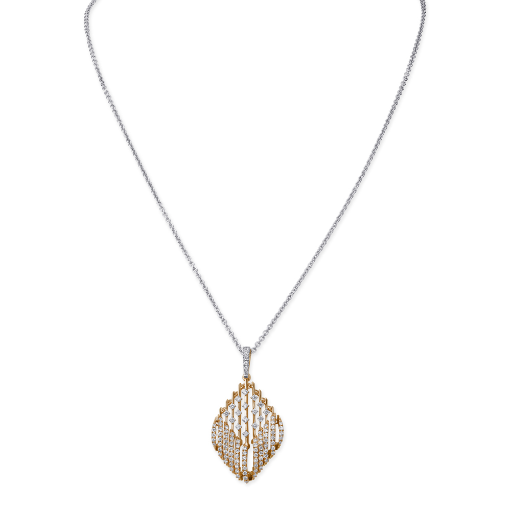 Buy Stunning Geometric Diamond Pendant with Chain in White and Rose ...