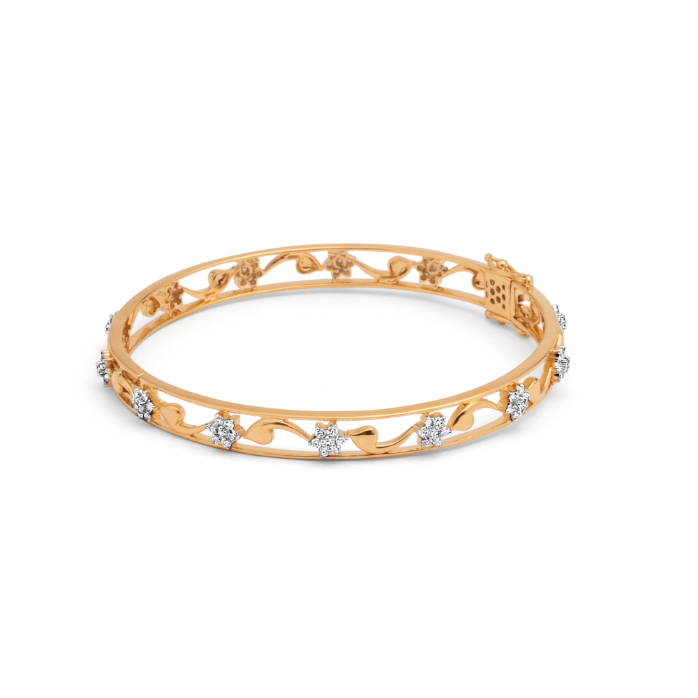 Buy Floral Motif Diamond Bangle Bracelet at Best Price | Tanishq US