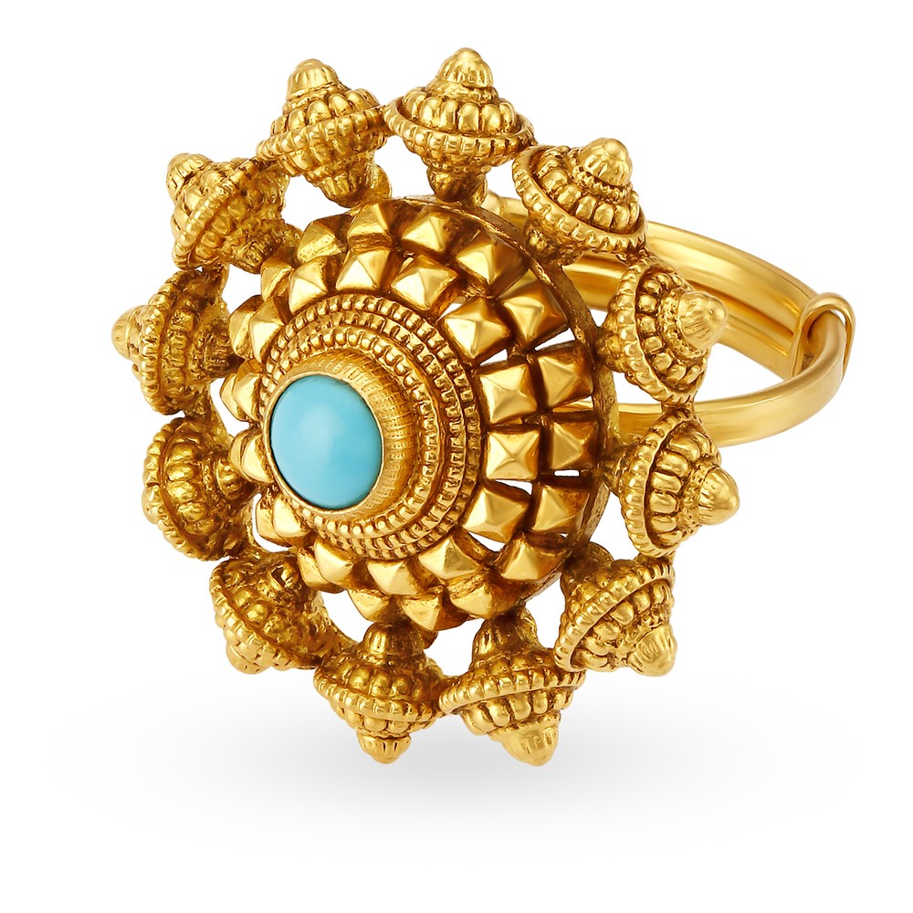 Buy Floral Blue Gold Finger Ring at Best Price | Tanishq US