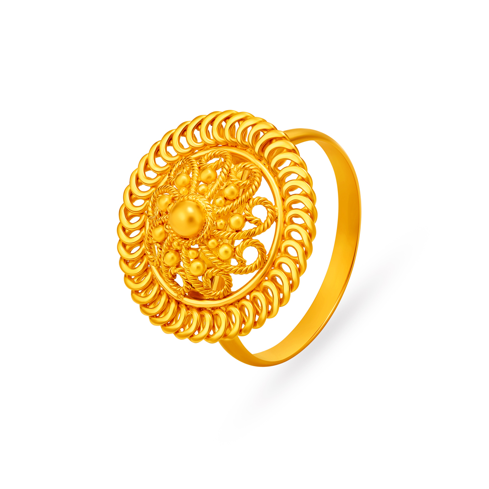 Buy Ethnic Jali Work Gold Finger Ring at Best Price | Tanishq US