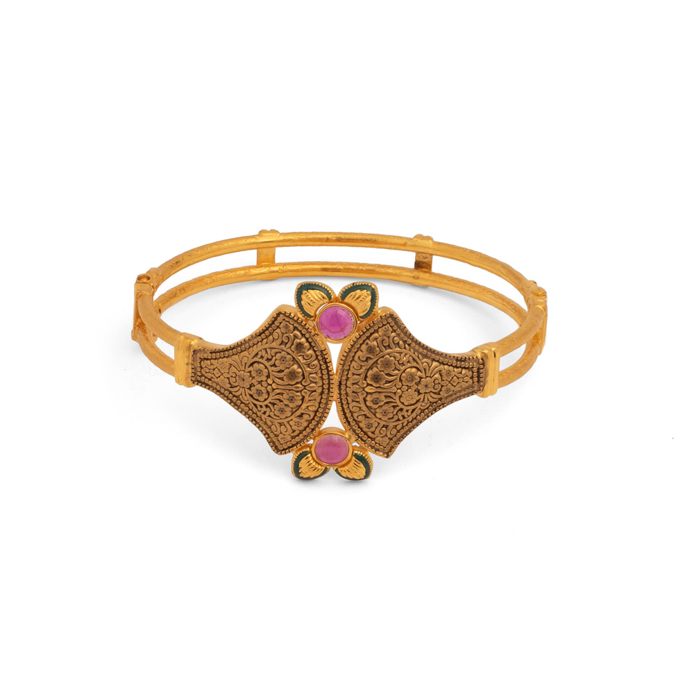 Buy Regal Motif Gold Bangle at Best Price | Tanishq US