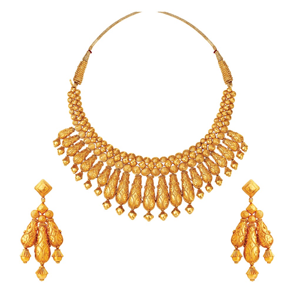 Buy Dangling Gold Neckwear Set at Best Price | Tanishq US