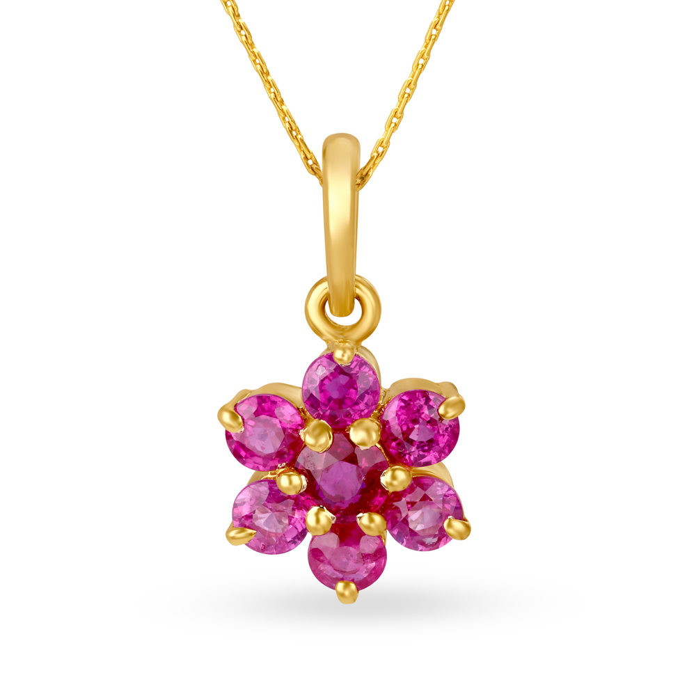 Buy Traditional Timeless Floral Ruby Pendant at Best Price | Tanishq US