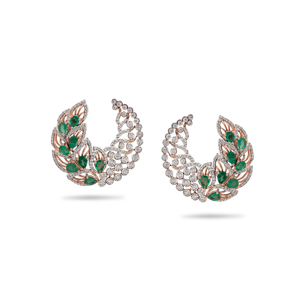 Buy 18 Karat Gold Diamond and Emerald Hoop Earrings at Best Price Tanishq US