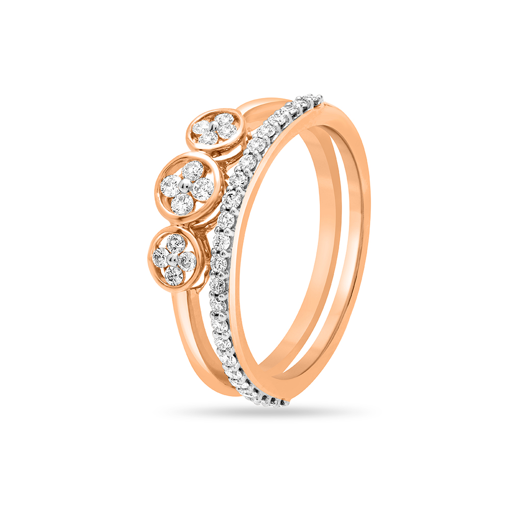 Buy 18 KT Rose Gold Oculus Diamond Ring at Best Price | Tanishq US