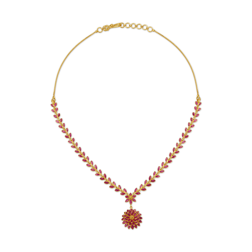 Buy Heavenly Ruby Studded Gold Necklace at Best Price | Tanishq US