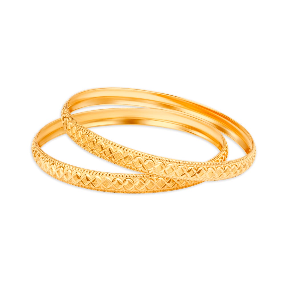 Buy Charming Yellow Gold Square Embossed Bangles at Best Price | Tanishq US