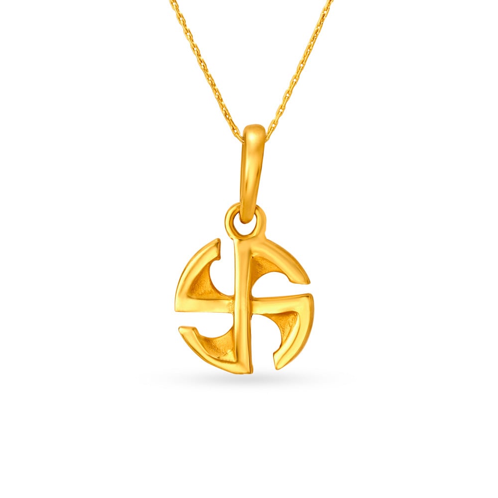 Buy Distinctive Yellow Gold Rounded Swastika Pendant at Best Price ...