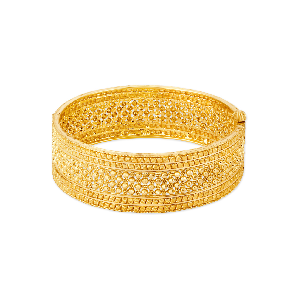 Buy Royal 22 Karat Yellow Gold Floral Bead Bangle at Best Price | Tanishq US