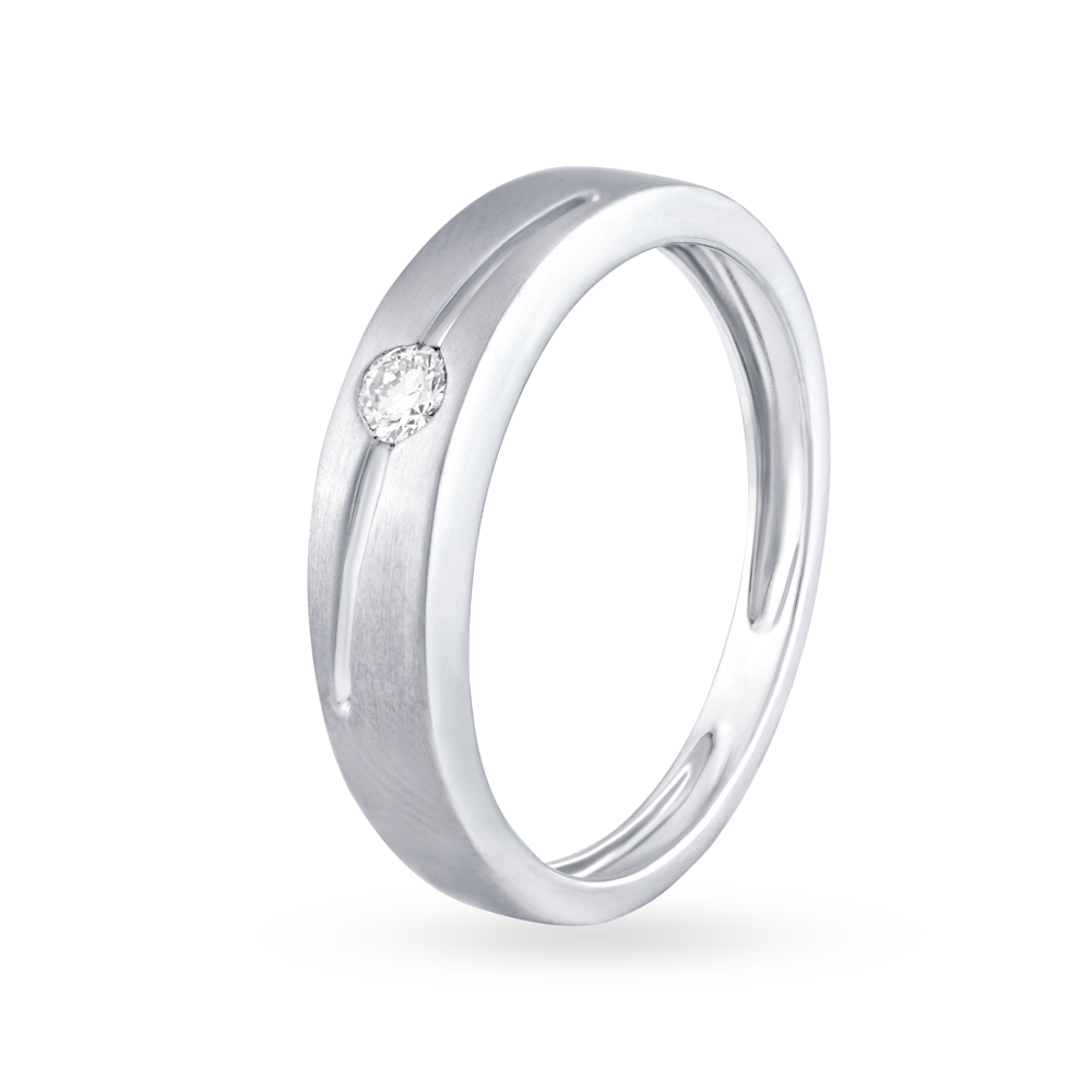 Buy Sparkling Ridged Platinum and Diamond Ring at Best Price | Tanishq US