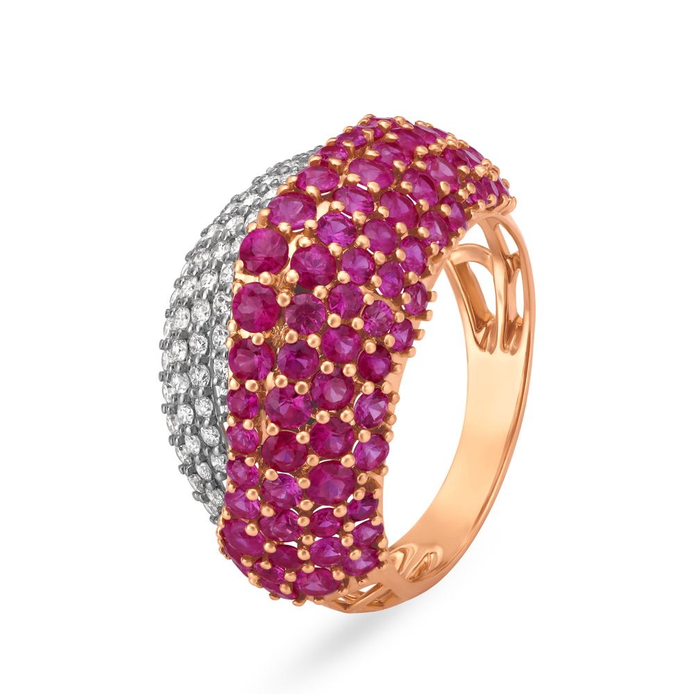 Buy Dazzling 18 Karat Rose Gold And Ruby Decorative Ring at Best Price ...
