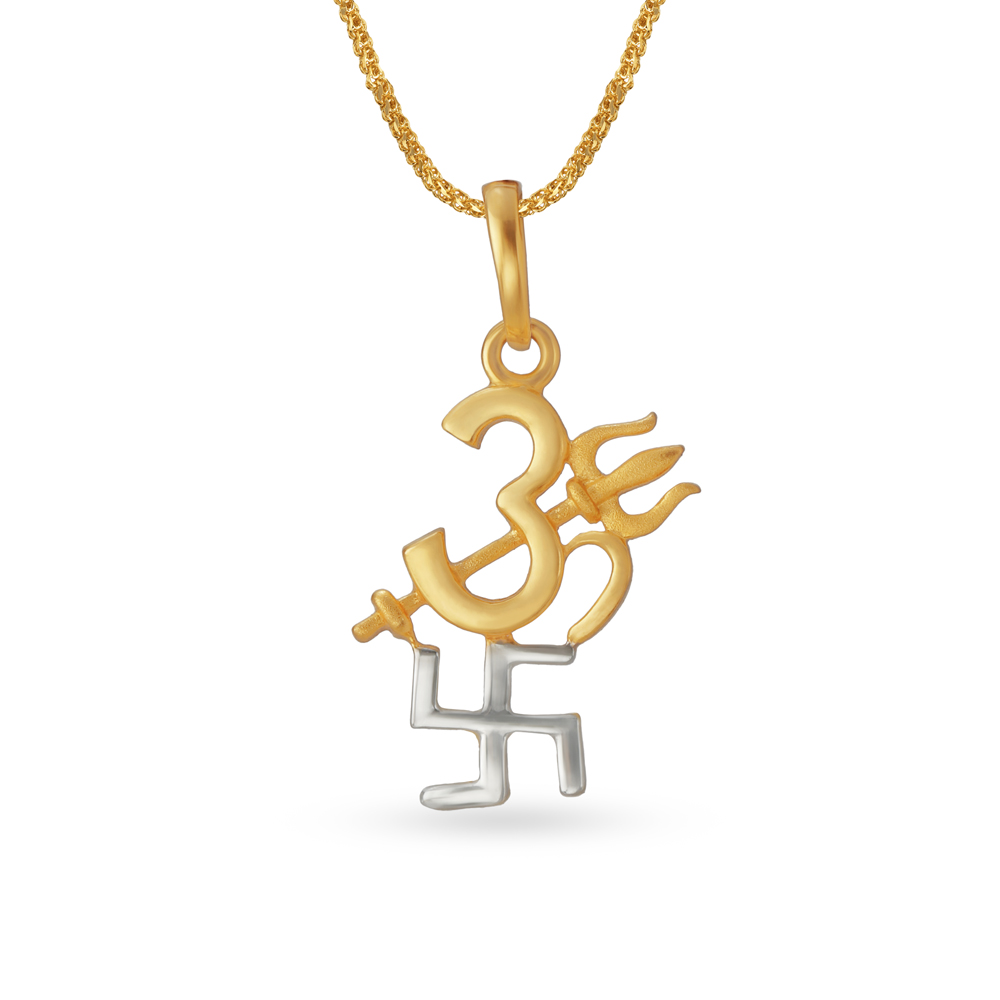 Buy Divine Yellow Gold Trishakti Yantra Pendant at Best Price | Tanishq US