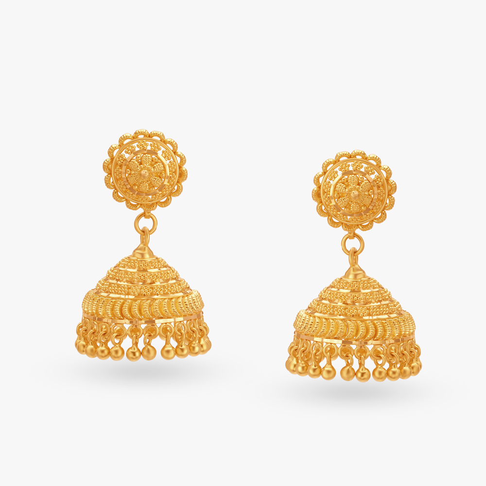 Buy Classic Gold Filigree Jhumka Earrings at Best Price | Tanishq US
