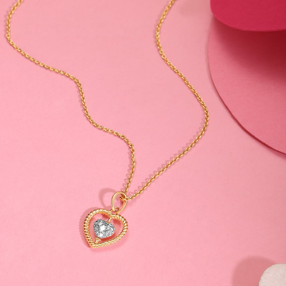 Cupid Edit Dancing Hearts 18kt Gold Diamond Pendant