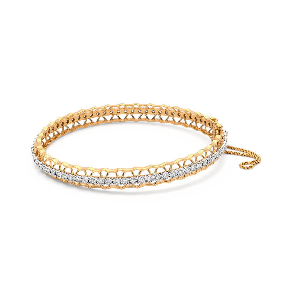 Buy Modern Woven Gold & Diamond Bangle at Best Price | Tanishq US