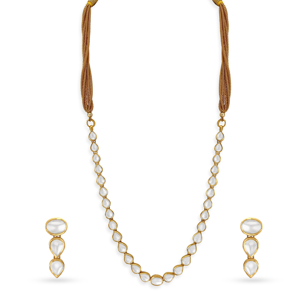 Buy Slender Gold Necklace Set with Coloured Stones at Best Price ...