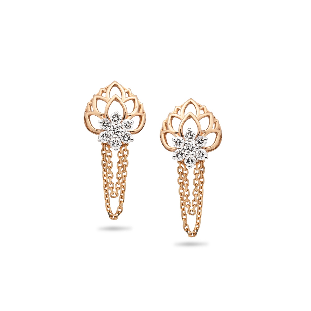 Buy Lotus-Inspired Diamond and Gold Earrings at Best Price | Tanishq US