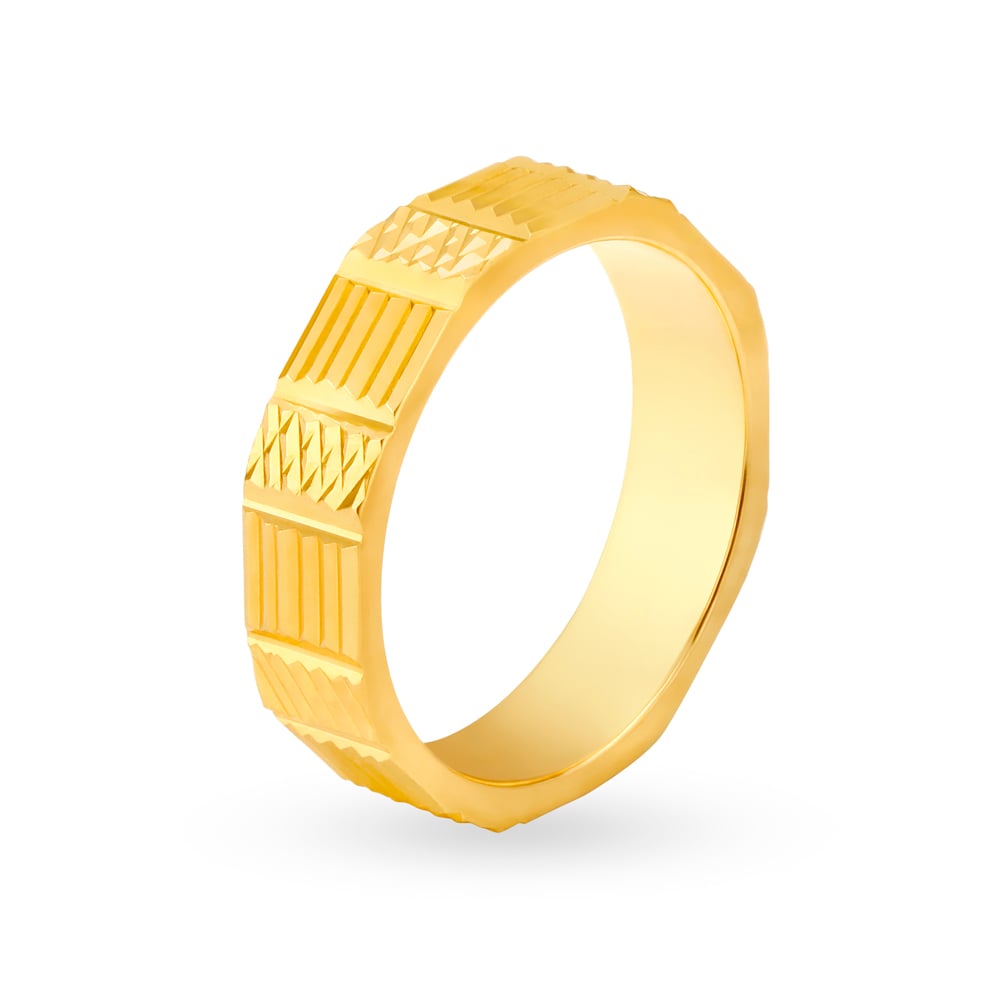 Buy Ridged Gold Finger Ring for Men at Best Price | Tanishq US