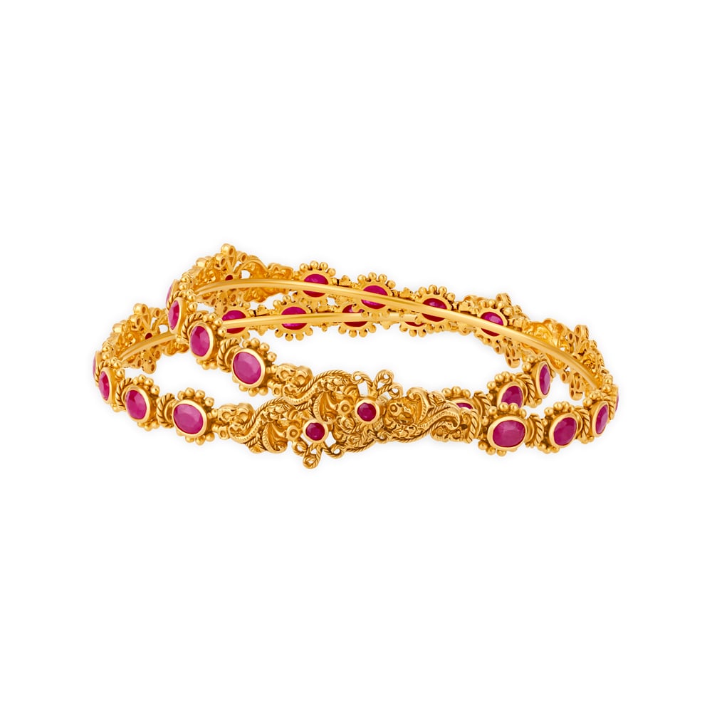 Buy Enchanting Ruby Bangle Set at Best Price | Tanishq US