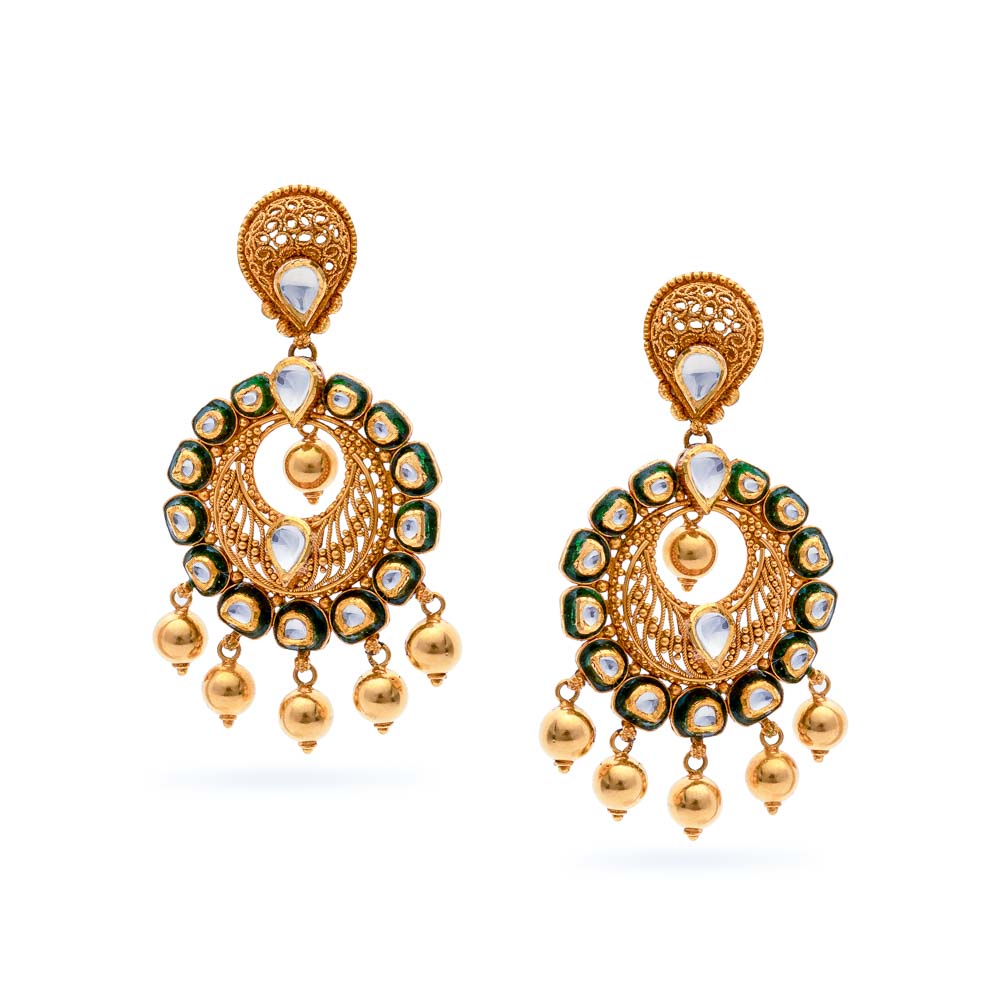 Buy Shimmering Kundan Drop Earrings at Best Price | Tanishq US