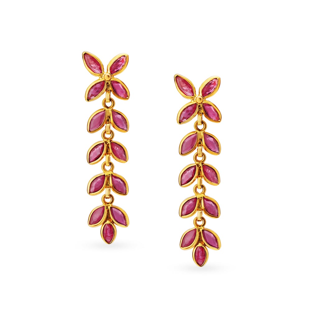Buy Blooming Ruby Vine Drop Earrings at Best Price | Tanishq US