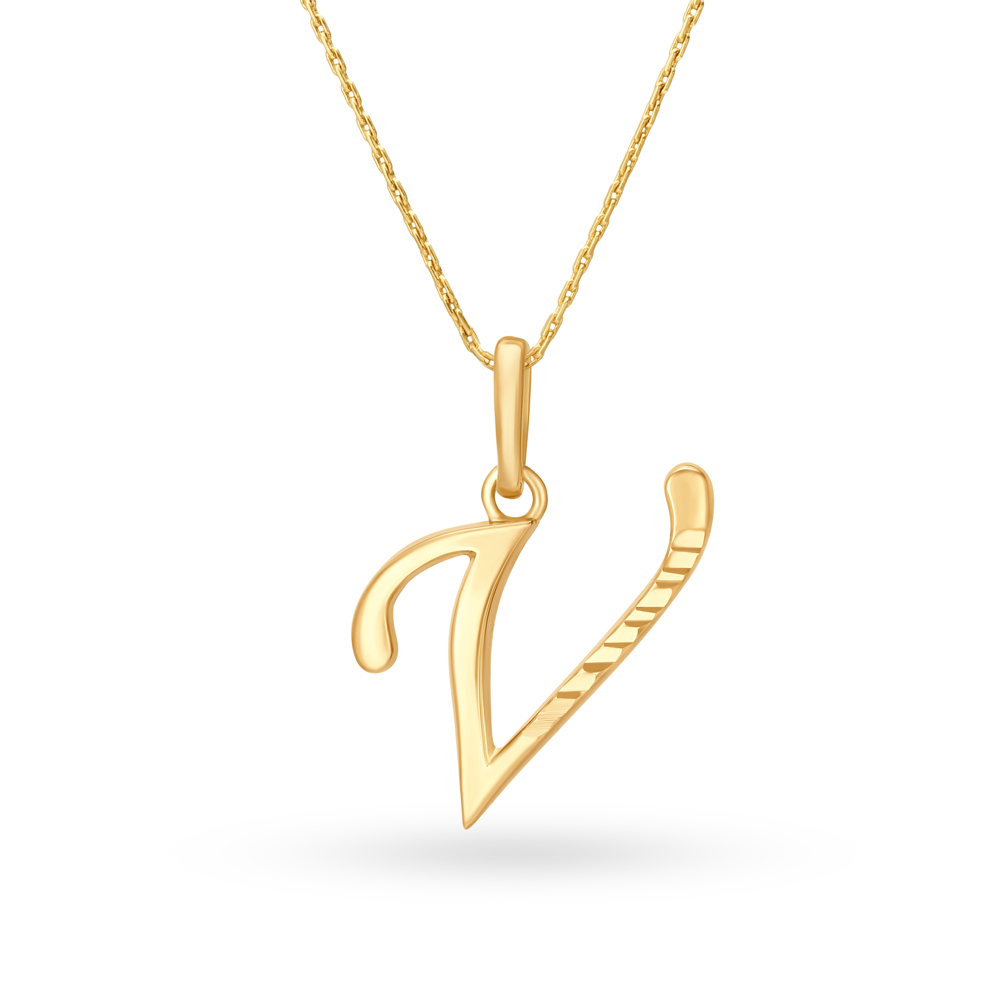 Buy Stunning V Letter Gold Pendant at Best Price | Tanishq US