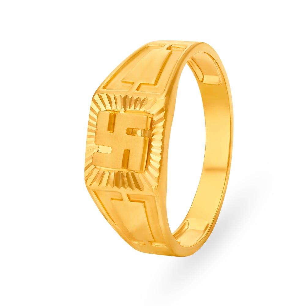 Buy Religious 22 Karat Yellow Gold Swastika Finger Ring at Best Price ...