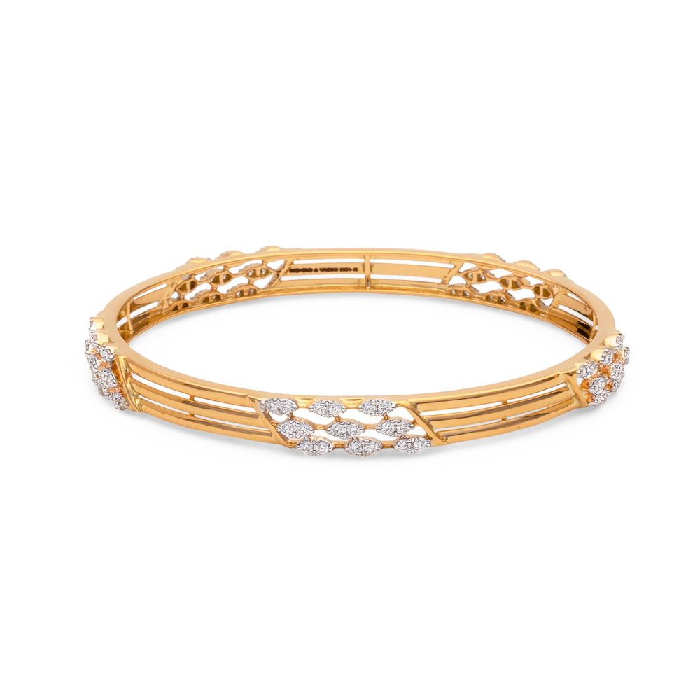 Buy Stacked Elegance Diamond and Gold Bangle at Best Price | Tanishq US