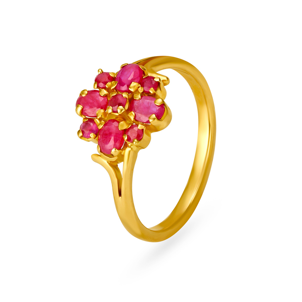 Buy Elegant 22 Karat Yellow Gold And Ruby Finger Ring at Best Price ...
