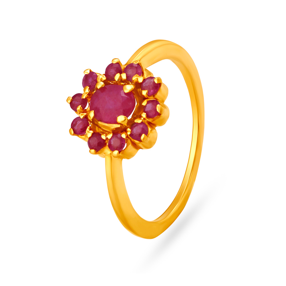 Buy Stylish 22 Karat Yellow Gold Flower Finger Ring at Best Price ...