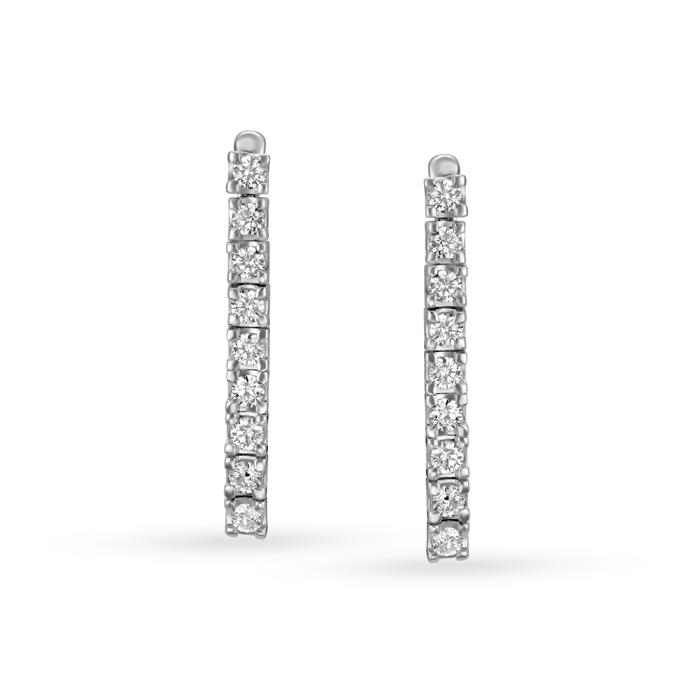 Buy Simplistic 18 Karat White Gold And Diamond Studded Hoops at Best ...