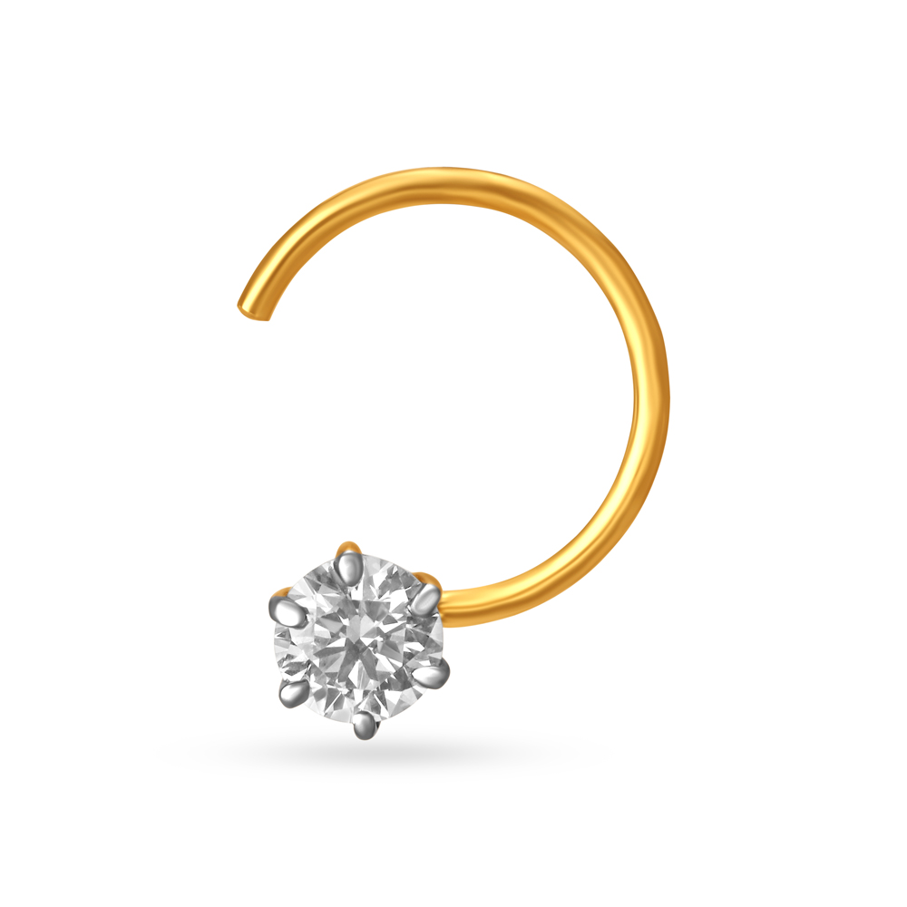 Buy Pristine Stately Gold and Diamond Nose Pin at Best Price | Tanishq US