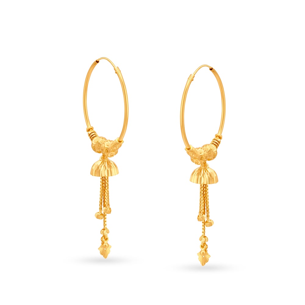 Buy Charming 18 Karat Yellow Gold Textured Round Hoop Earrings at Best Price Tanishq US