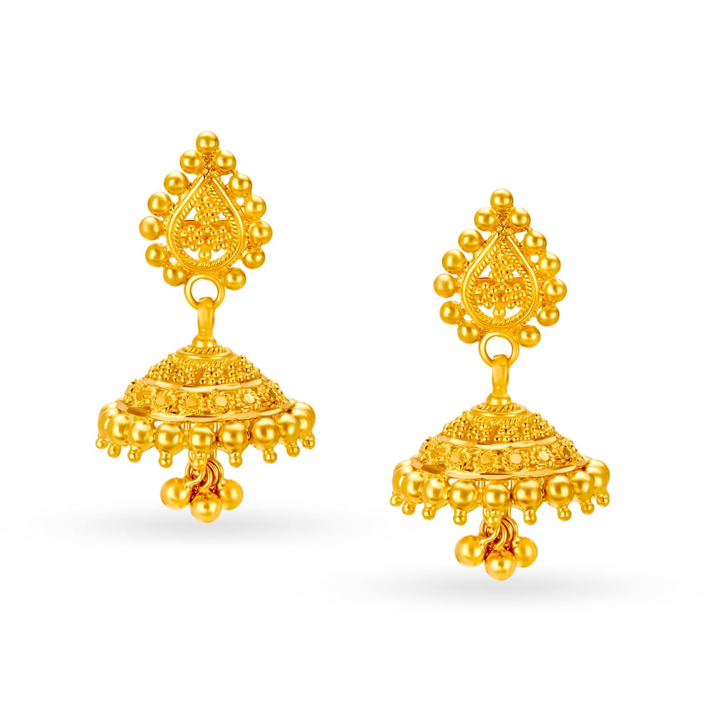 Buy Gold Jali Work Jhumka Earrings at Best Price | Tanishq US