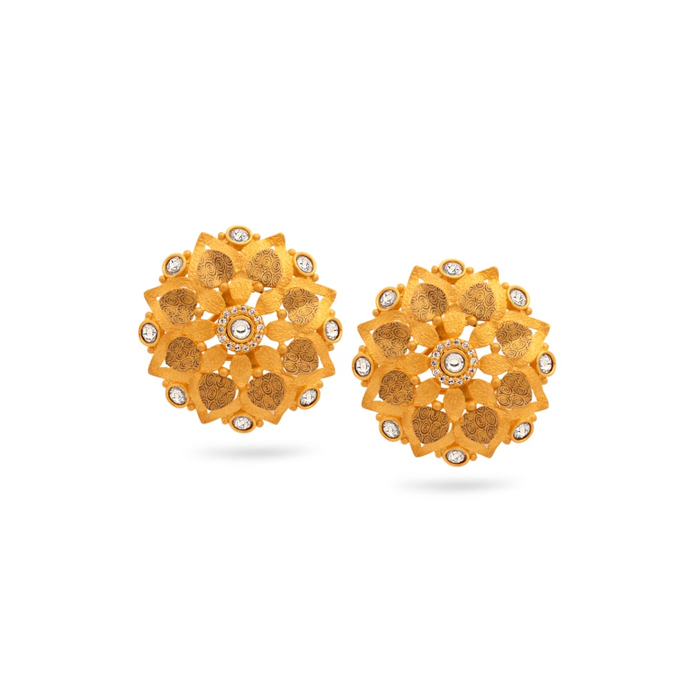 Buy Ethereal Glass Kundan Gold Studs at Best Price | Tanishq US