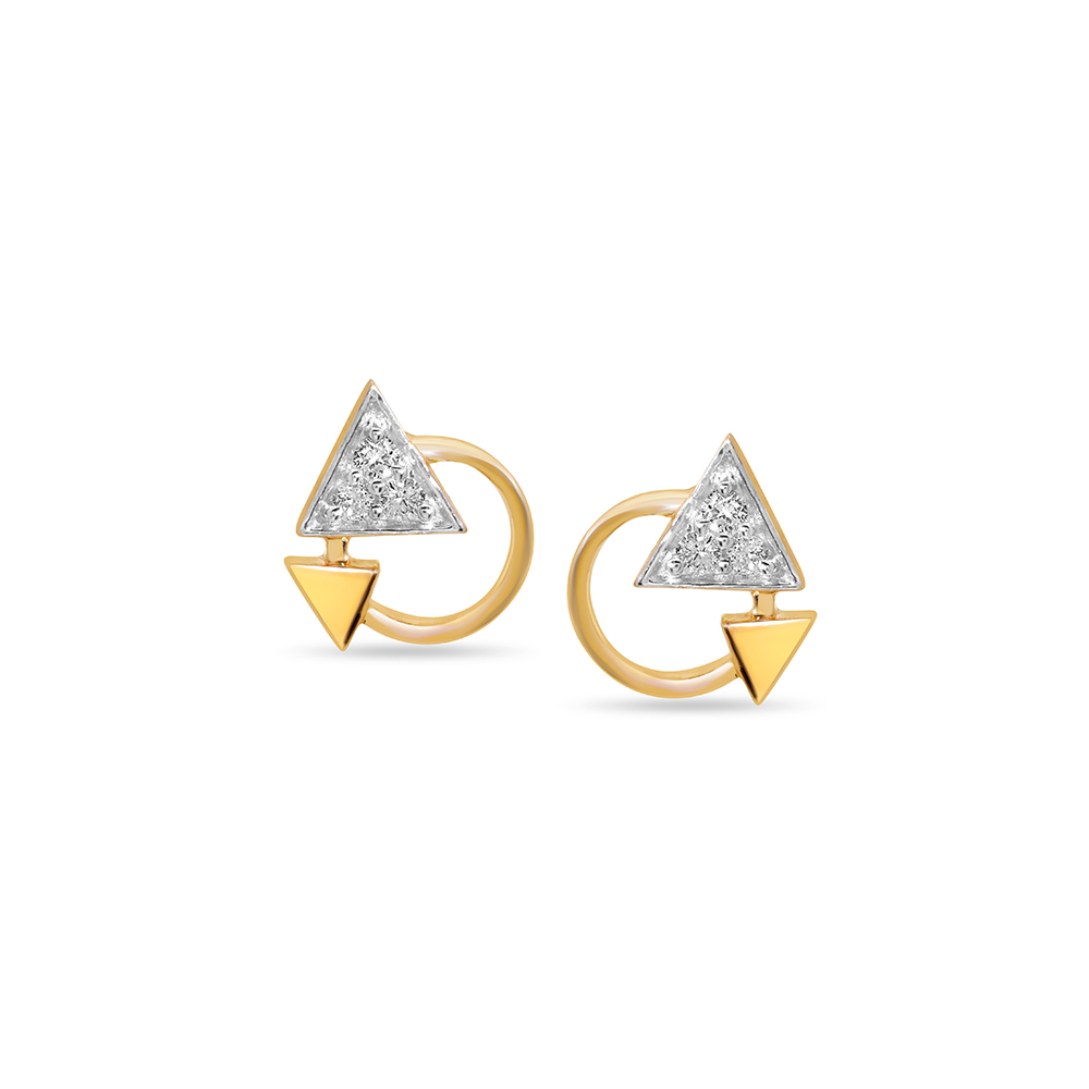 Buy 18 KT Yellow Gold Dainty Triangles Diamond Stud Earrings at Best Price | Tanishq US