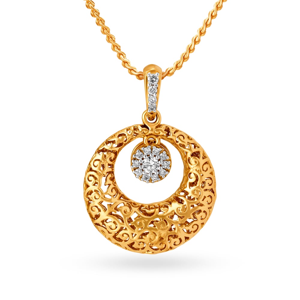 Buy Enchanting 18 Karat Yellow Gold And Diamond Latticed Pendant at ...