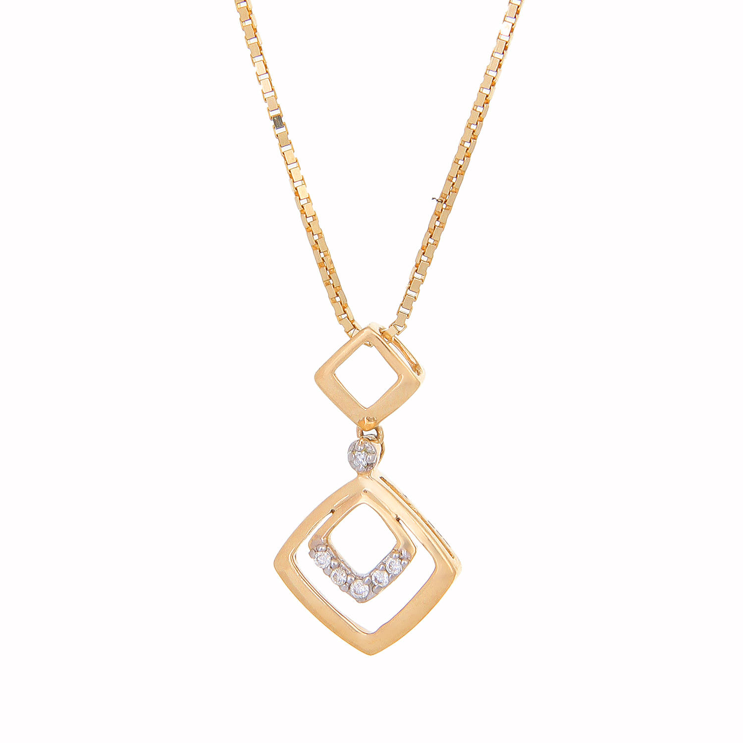 Buy Sophisticated 18 Karat Yellow Gold And Diamond Rhombus Pendant at ...